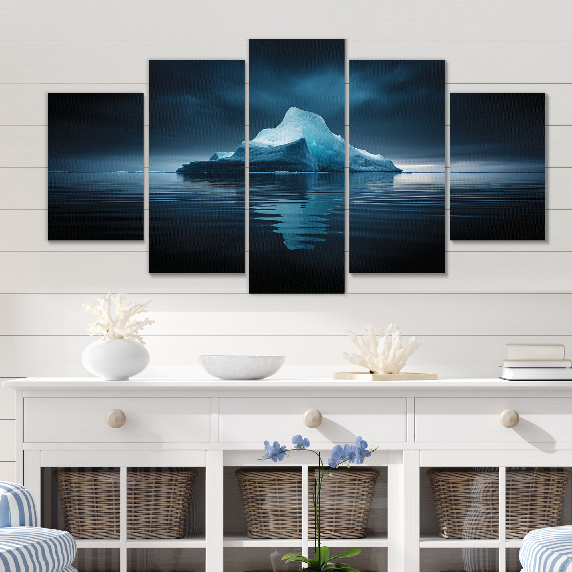 Design Art Blue Black Iceberg Frozen Embrace - Landscapes Metal Wall ...