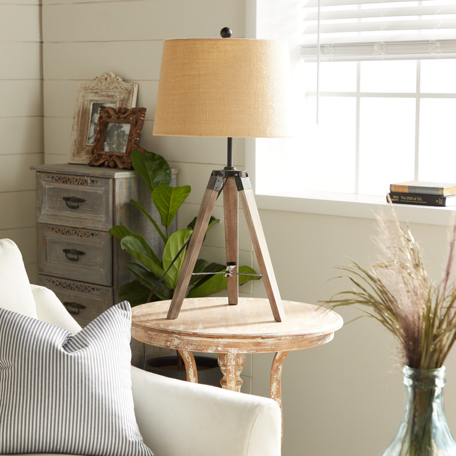 Union Rustic Volkman Wood Tripod Room Brown Table Lamp & Reviews | Wayfair