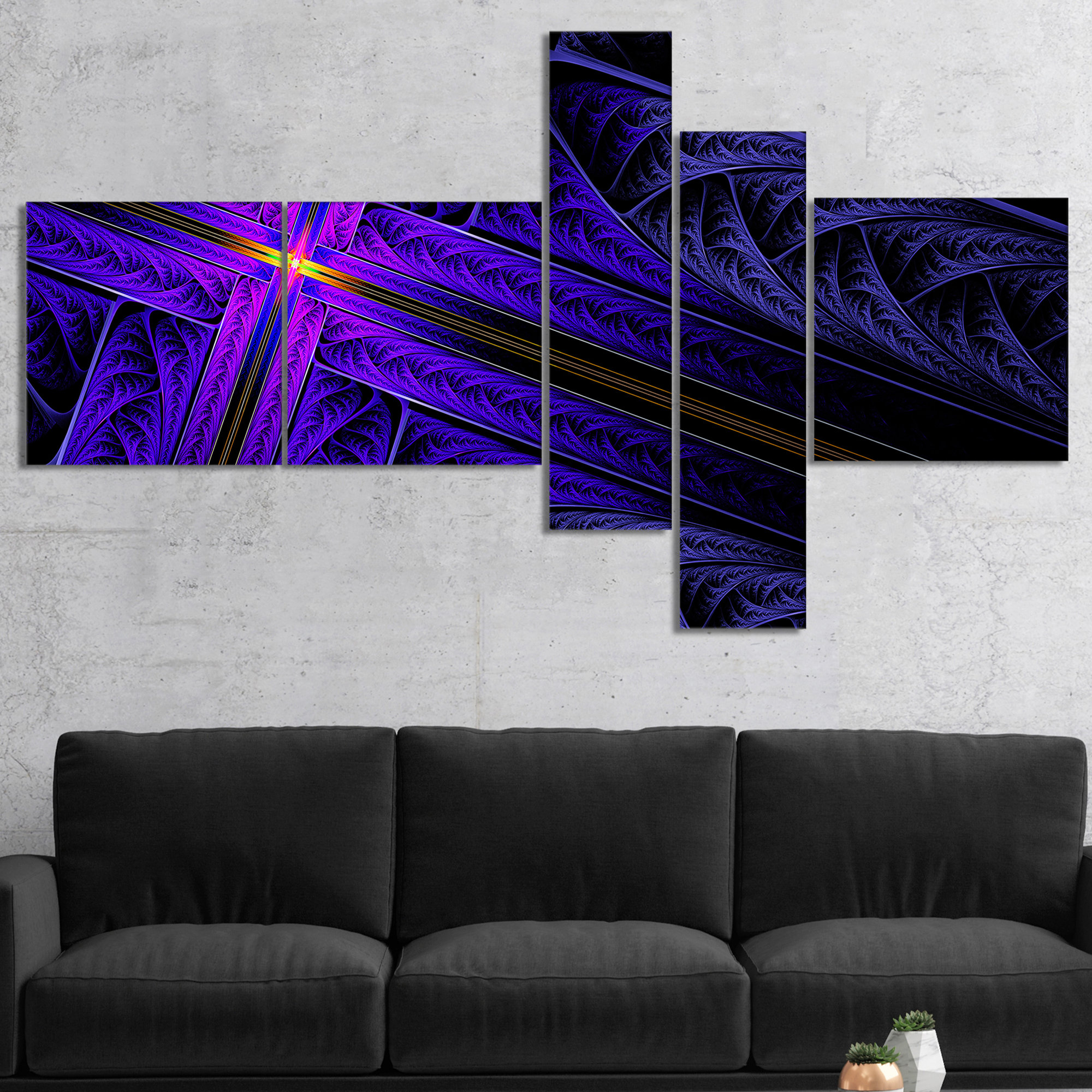 East Urban Home 'Bright Blue Fractal Cross Design' Graphic Art Print ...