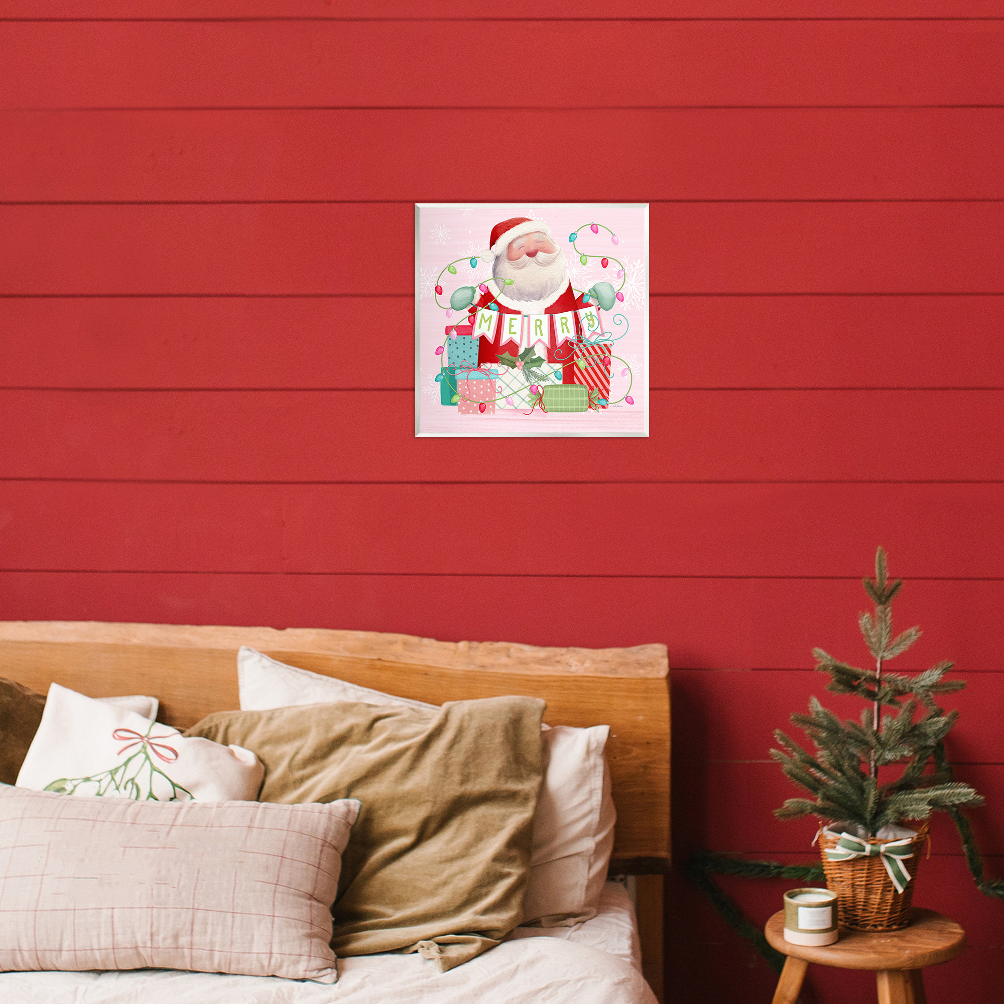 Ebern Designs Merry Pinkmas Santa Wall Plaque, design by Nicole Tamarin ...