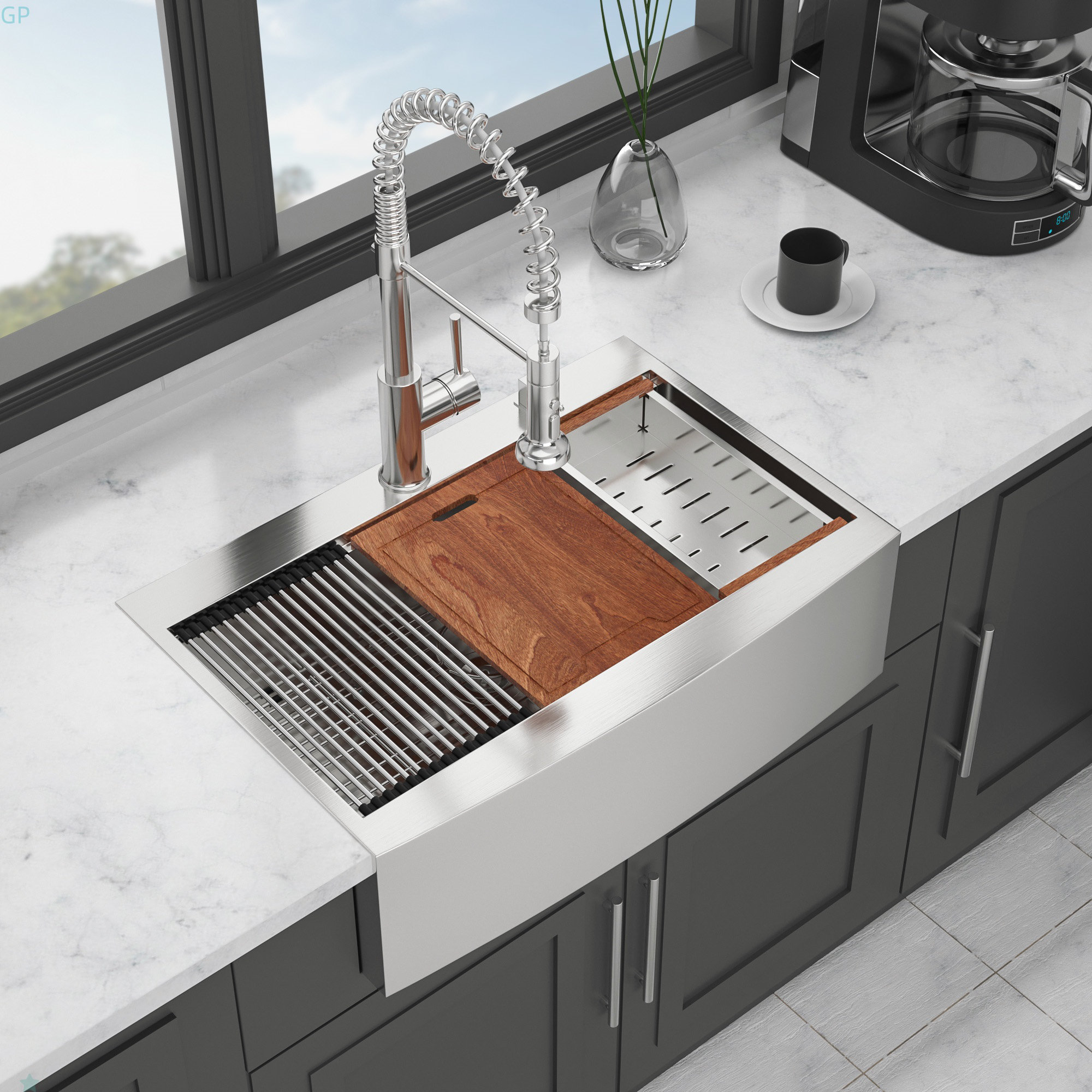 Go Peak Track 36 Drop In Farmhouse Sink Workstation - 36*22*10 Inch ...