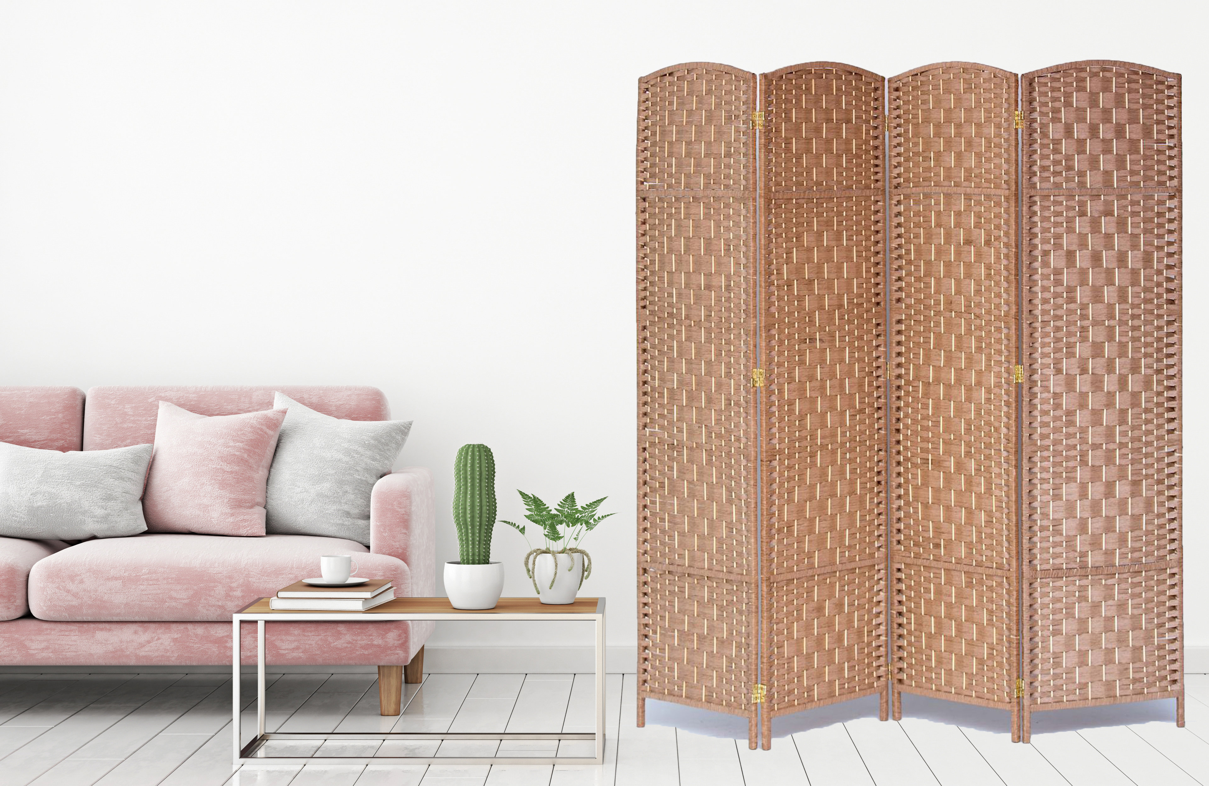 Winston Porter Andreu Folding Room Divider Screen Bamboo Woven Insert ...