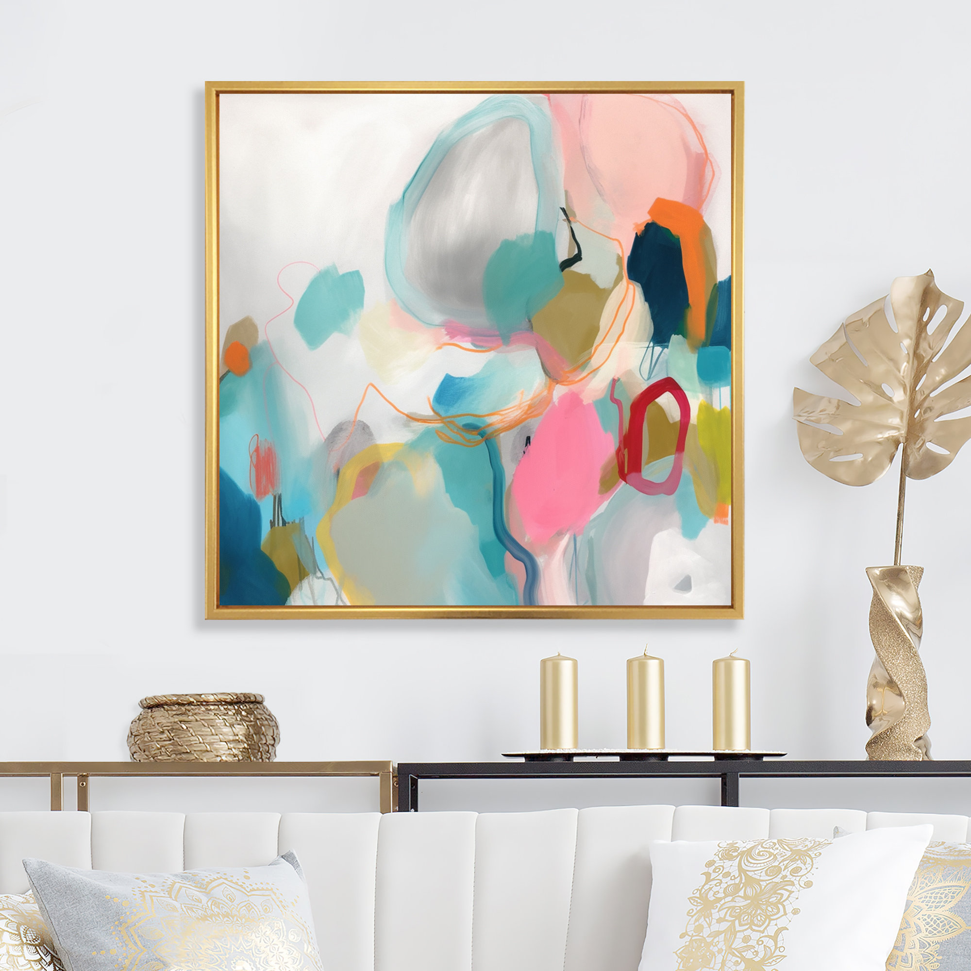 Ivy Bronx Pink Blue Minimalims Fludity II - Abstract Minimalism Canvas ...