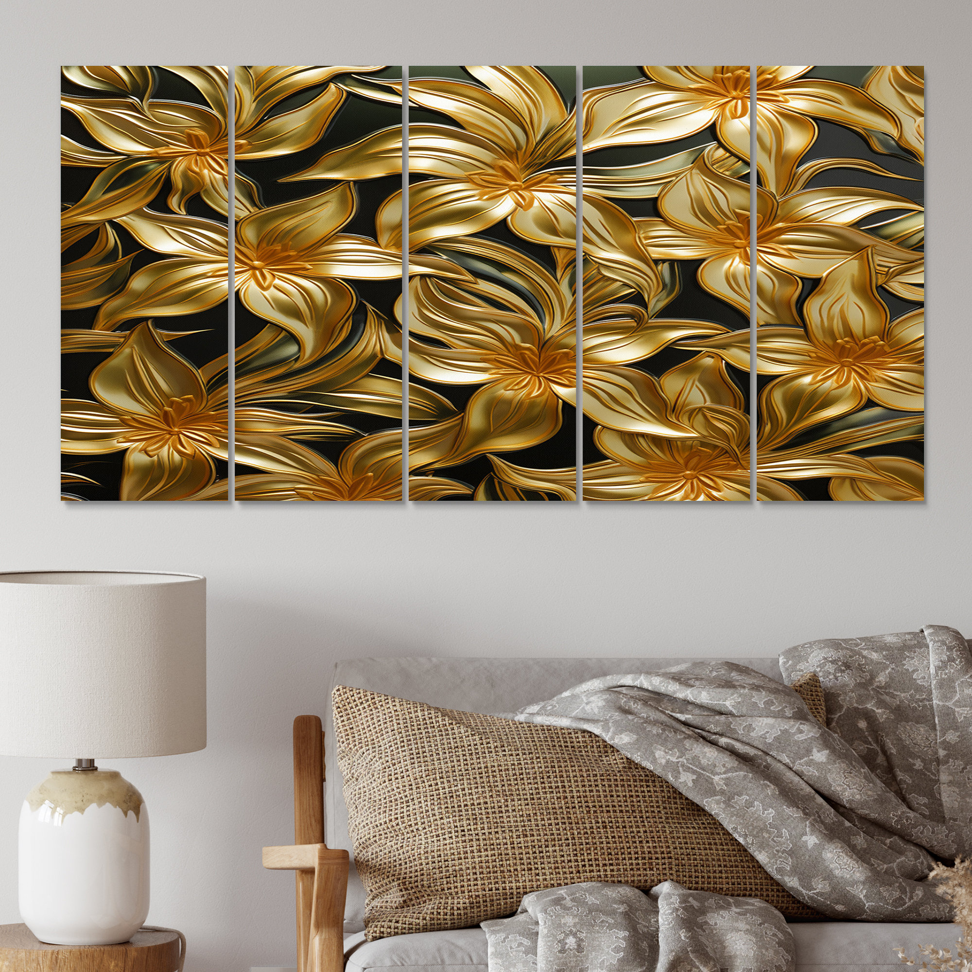Mercer41 Golden Lily Flower Glam IV - Lily Canvas Print - 5 Equal ...