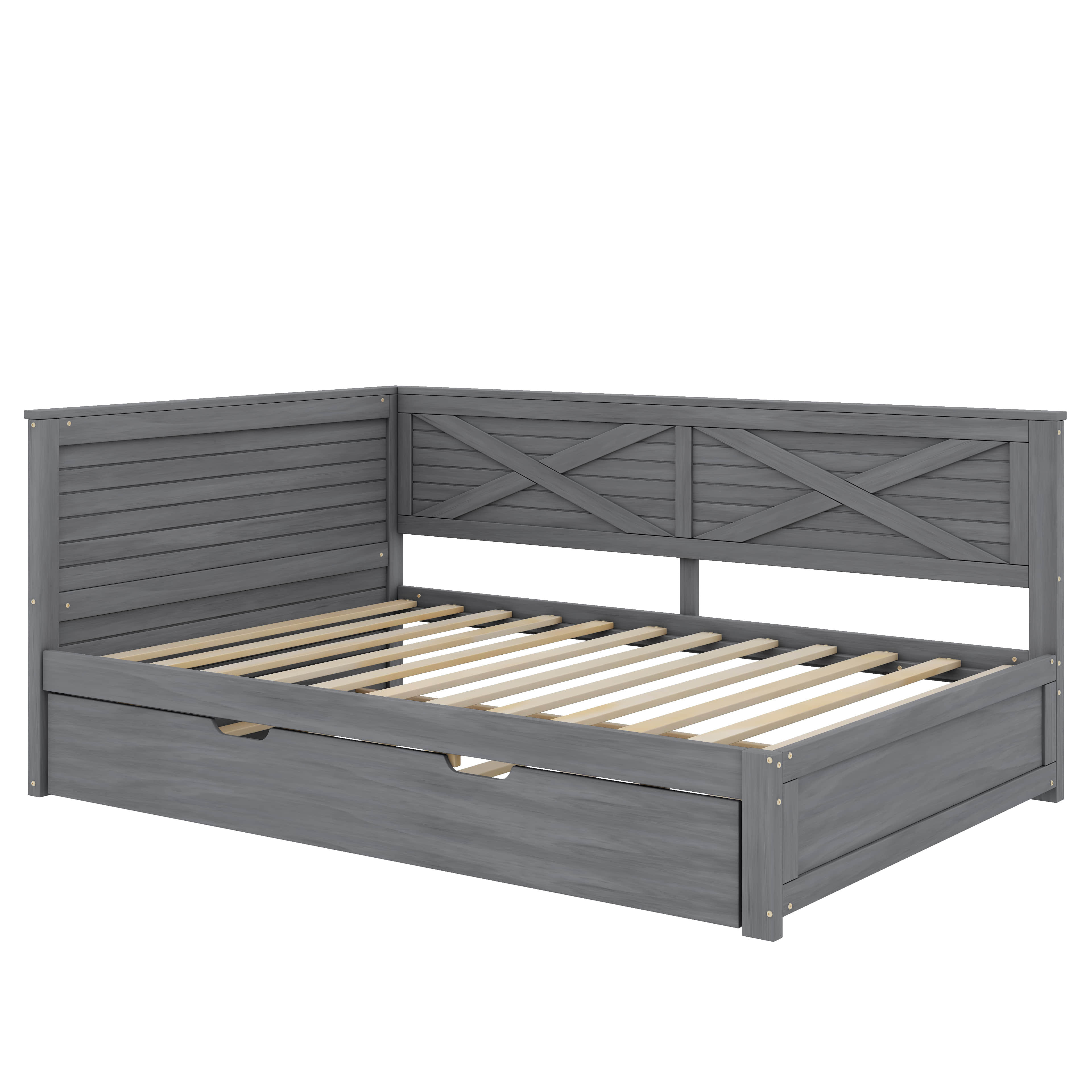 Ophelia & Co. Charming Rustic Twin Wooden Daybed With Detachable ...