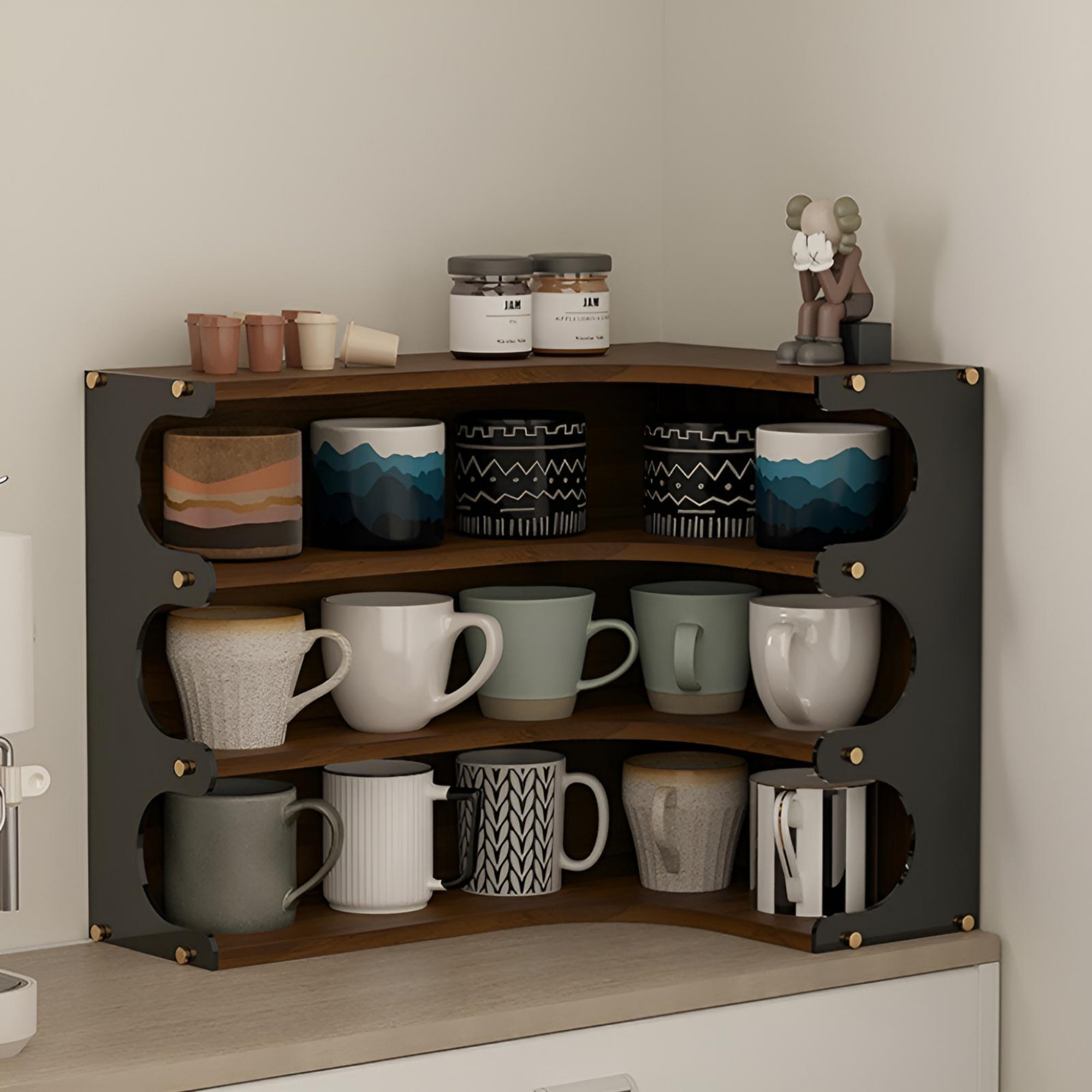 Hokku Designs Corner Cup Holder | Storage Rack | Coffee Corner ...