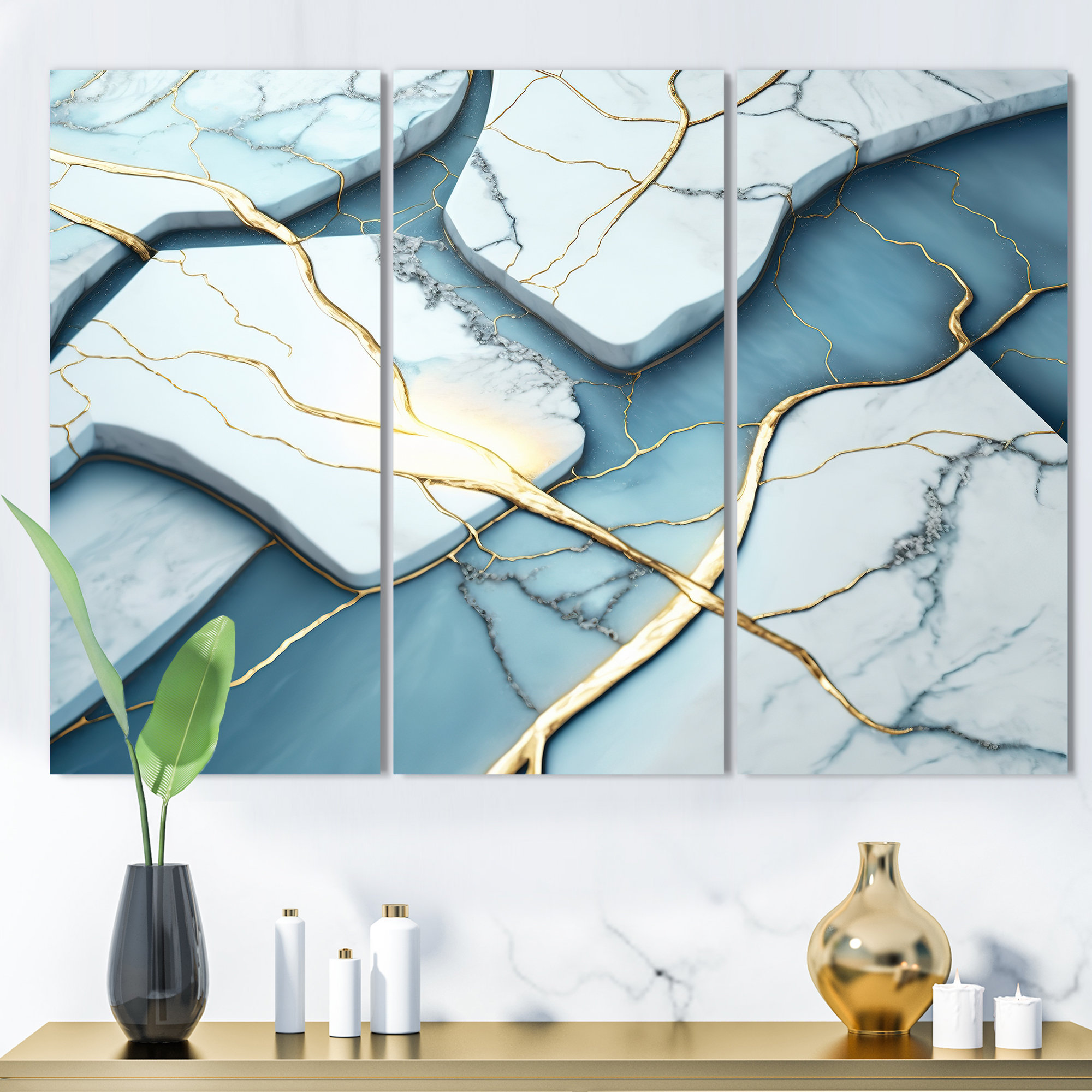 Design Art Abstract Geode White II - Marble Abstract Canvas Wall Art ...