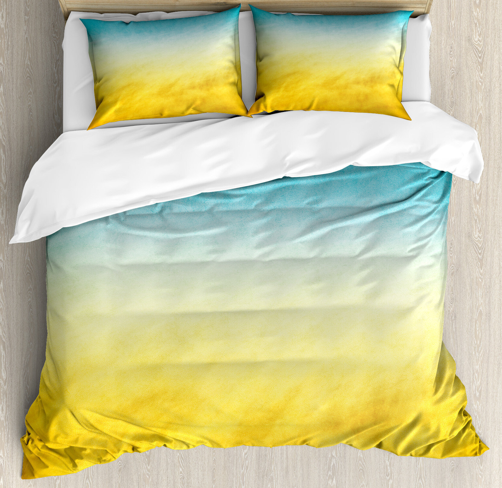 Ambesonne Yellow and Blue Duvet Cover Set, Dreamy Beach, Calking, Sky ...
