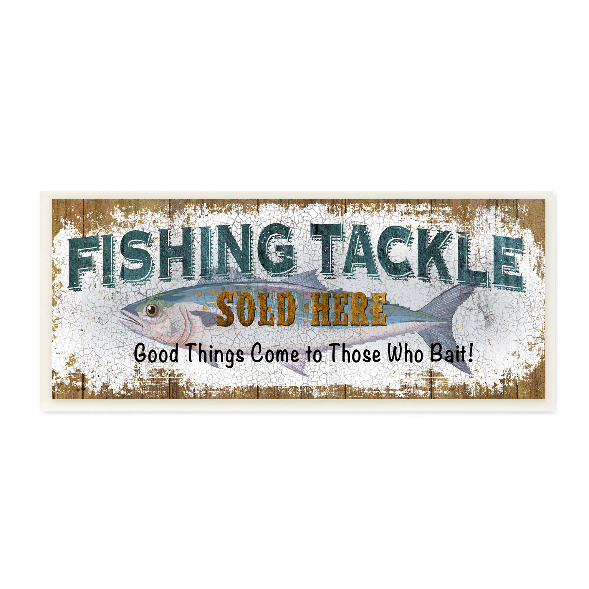 Stupell Industries Rustic Fishing Tackle Sign Those Who Bait Phrase ...