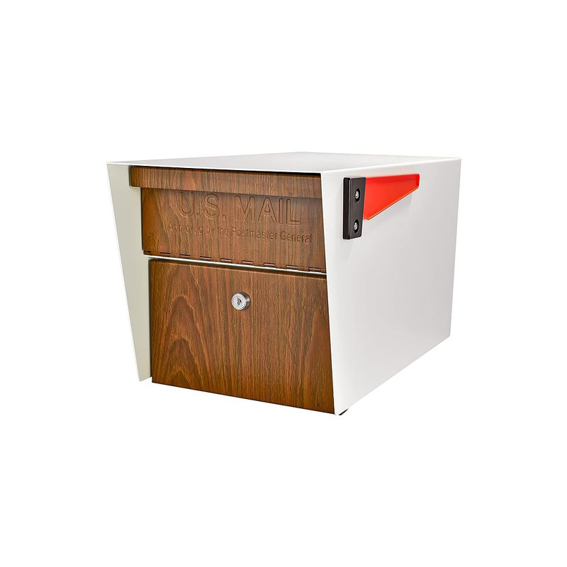 Trazla Mail Manager Locking Mailbox, Medium, Cream White Wood Grain ...