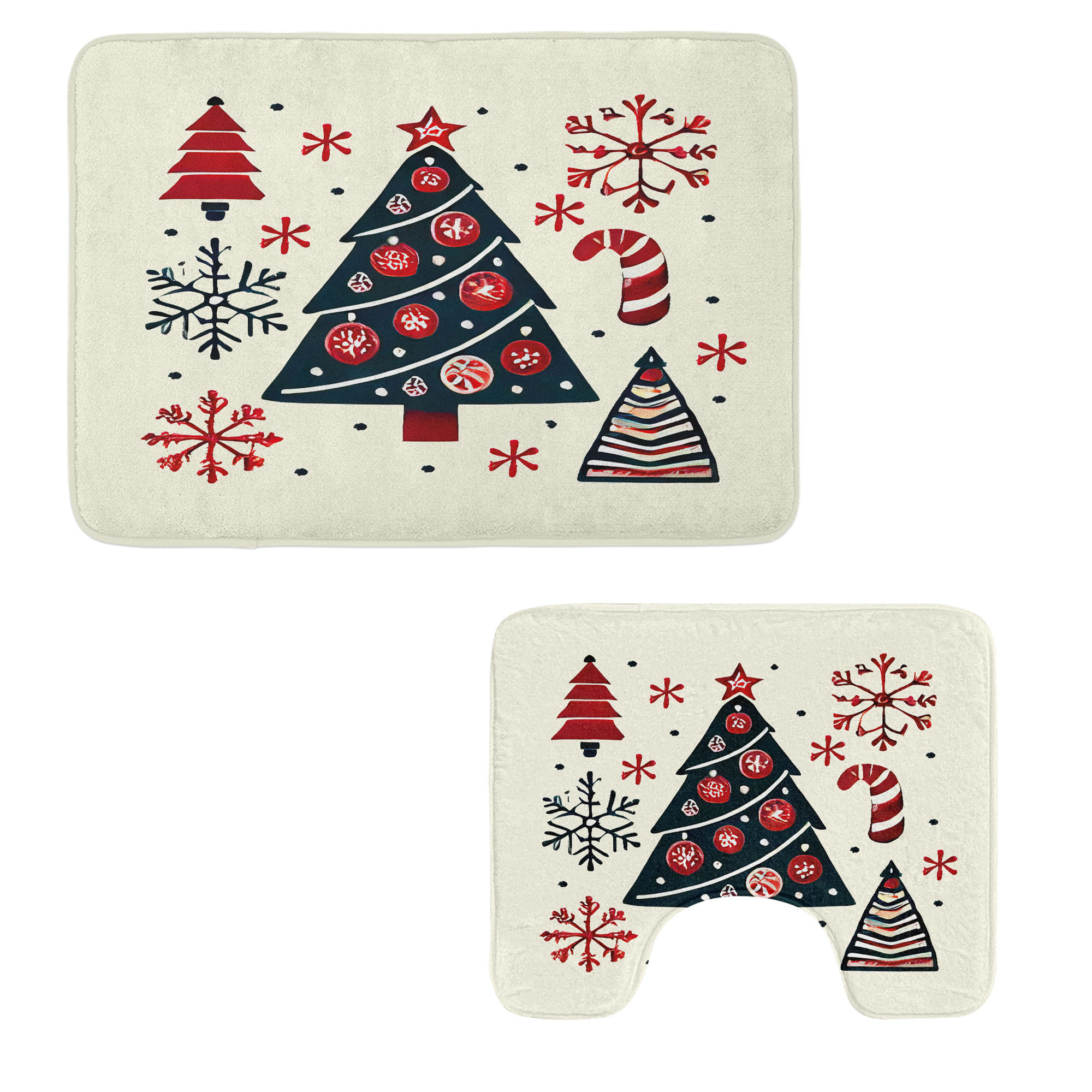 The Holiday Aisle® Christmas Bathroom Rug Set 2 Pieces Rectangle ...