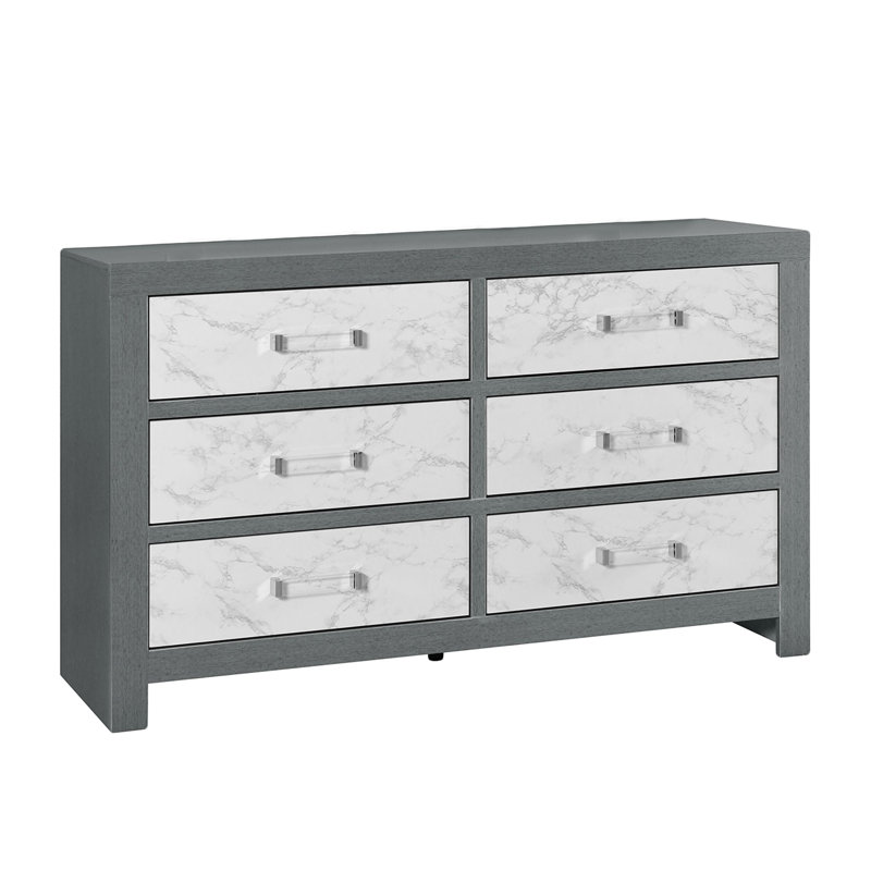 Ivy Bronx Stylish Dresser With Faux Marble Drawer Fronts And ...