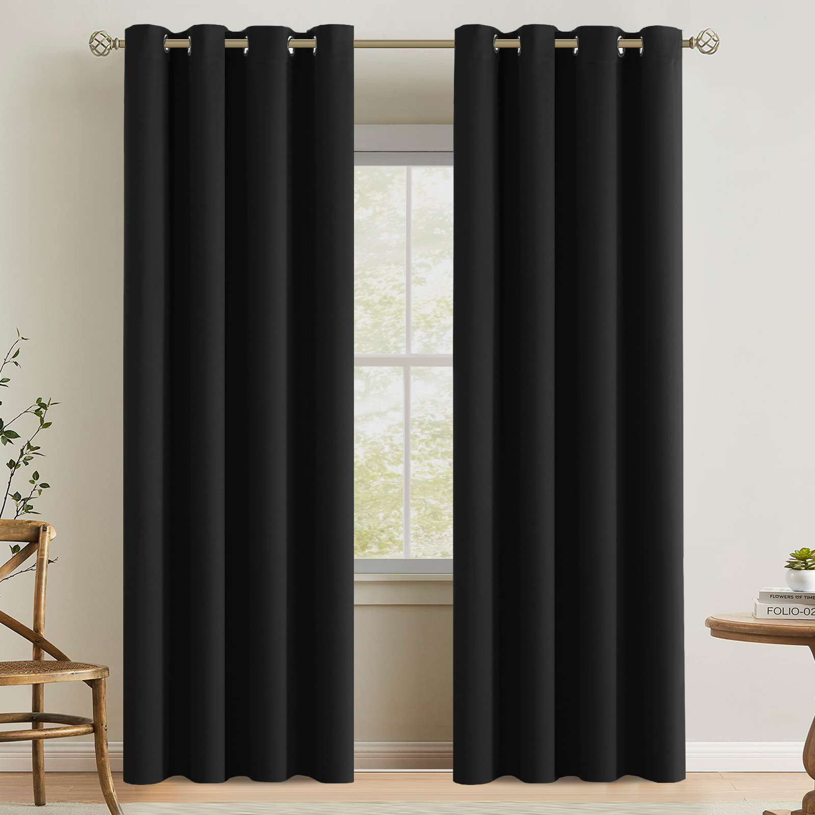 Ebern Designs 100% Blackout Curtains for Bedroom 42"/52" Wide Black Out ...