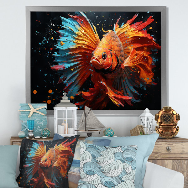 Highland Dunes Orange Butterfly Fish Ocean Dance II - Butterfly Fish ...