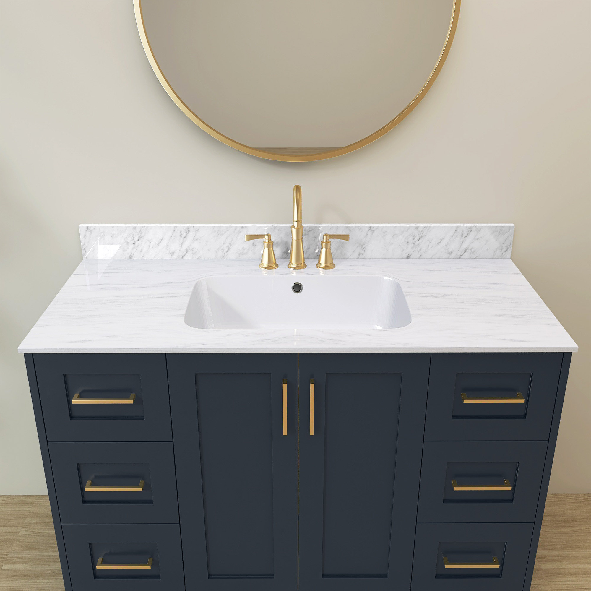 Ogonbrick 43 In. Real Marble Vanity Sidesplash Marble Bathroom Vanity ...