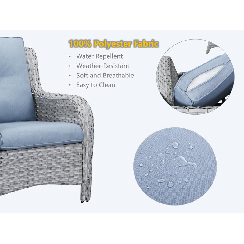 Hummuh Carolina 3 Piece Rattan Seating Group with Cushions & Reviews ...