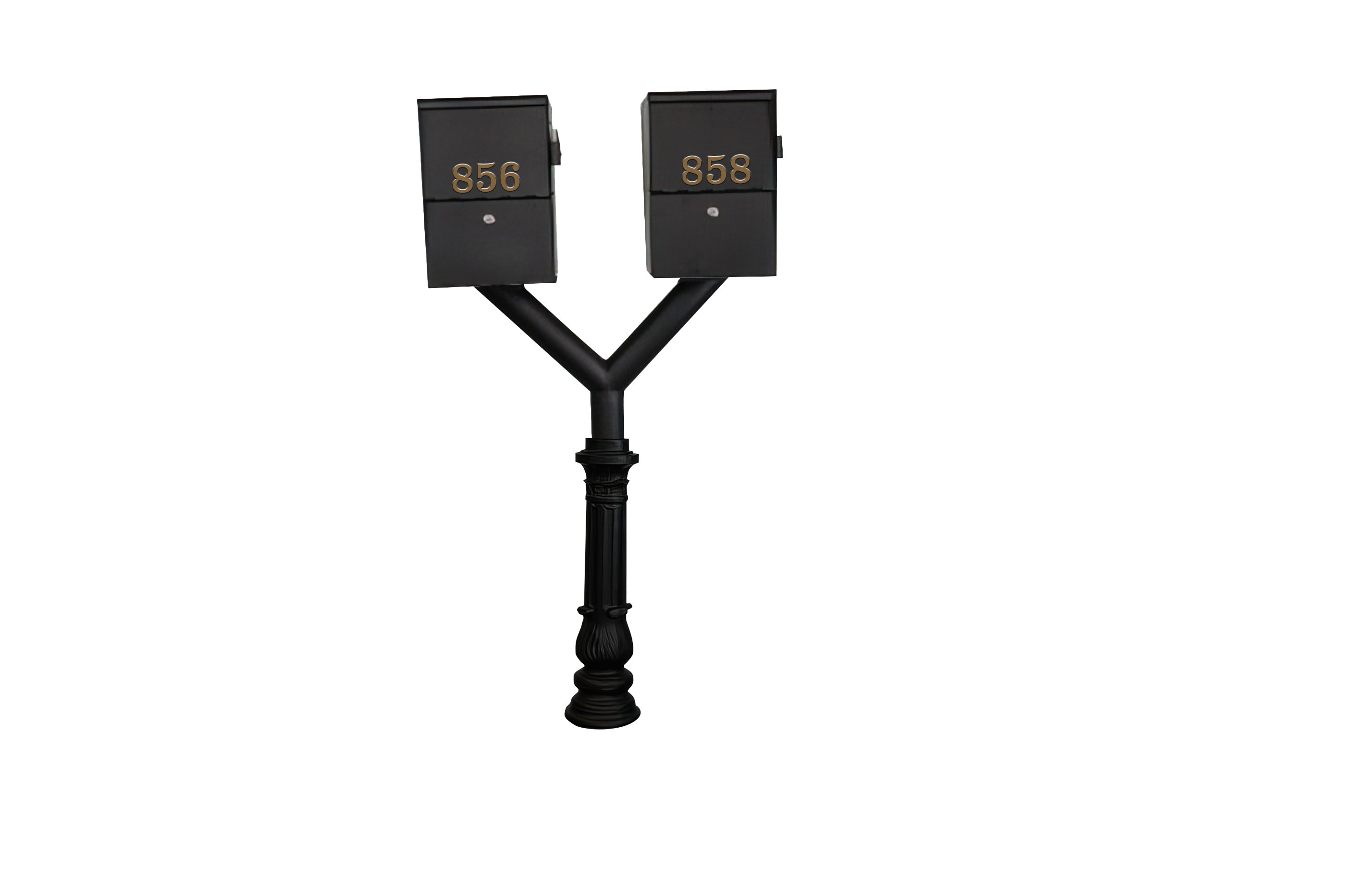 Qualarc Penfield Twin Mailbox Post - 77.5'' Tall with Ornate Base ...