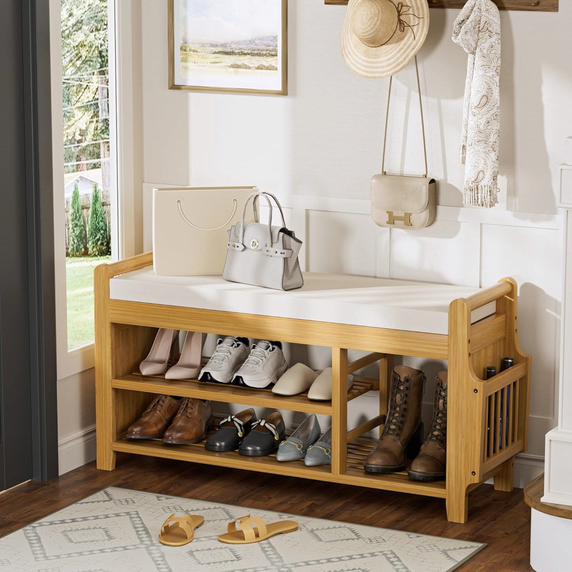 Hokku Designs Shoe Bench Rack, 2-Tier Shoe Storage Bench - Wayfair Canada