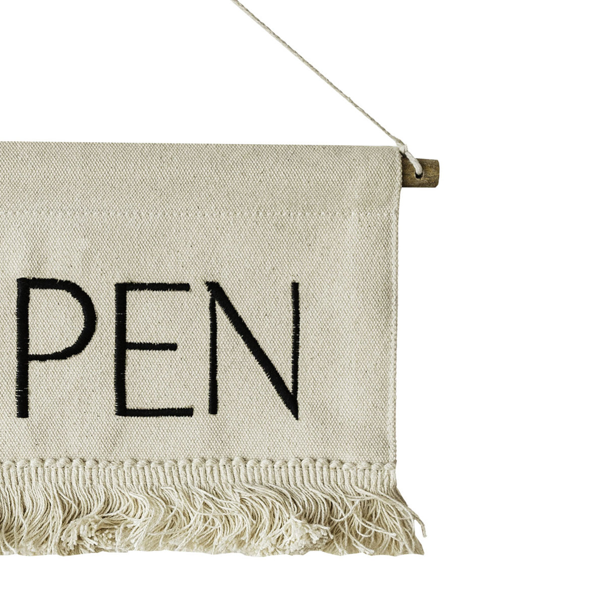 Foreside Home & Garden Tasseled Open or Closed Sign White Cotton & Wood ...