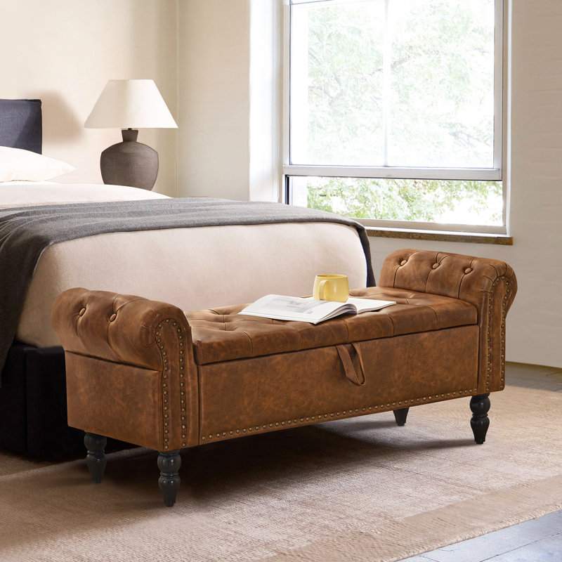 Astoria Grand Lukasz Faux Leather Upholstered Storage Bench & Reviews ...