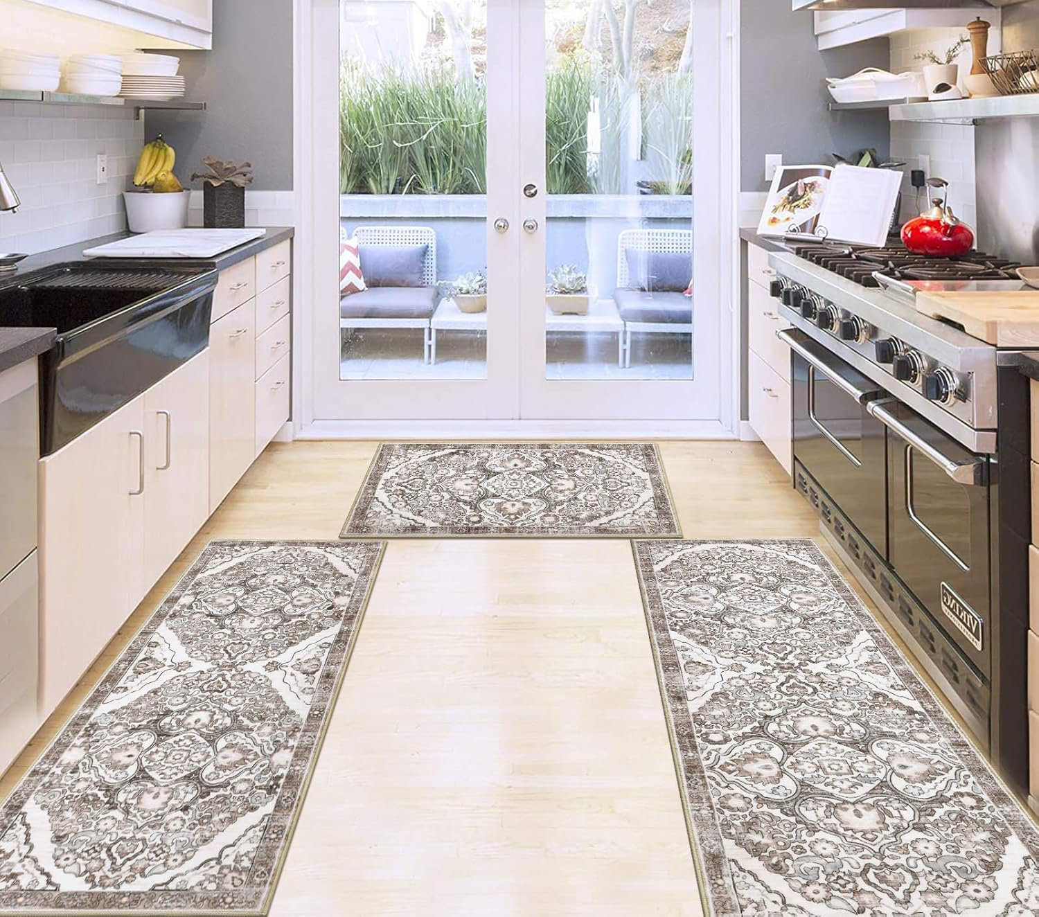 Bungalow Rose Farmhouse Kitchen Rugs Sets of 3 Non Slip Washable ...