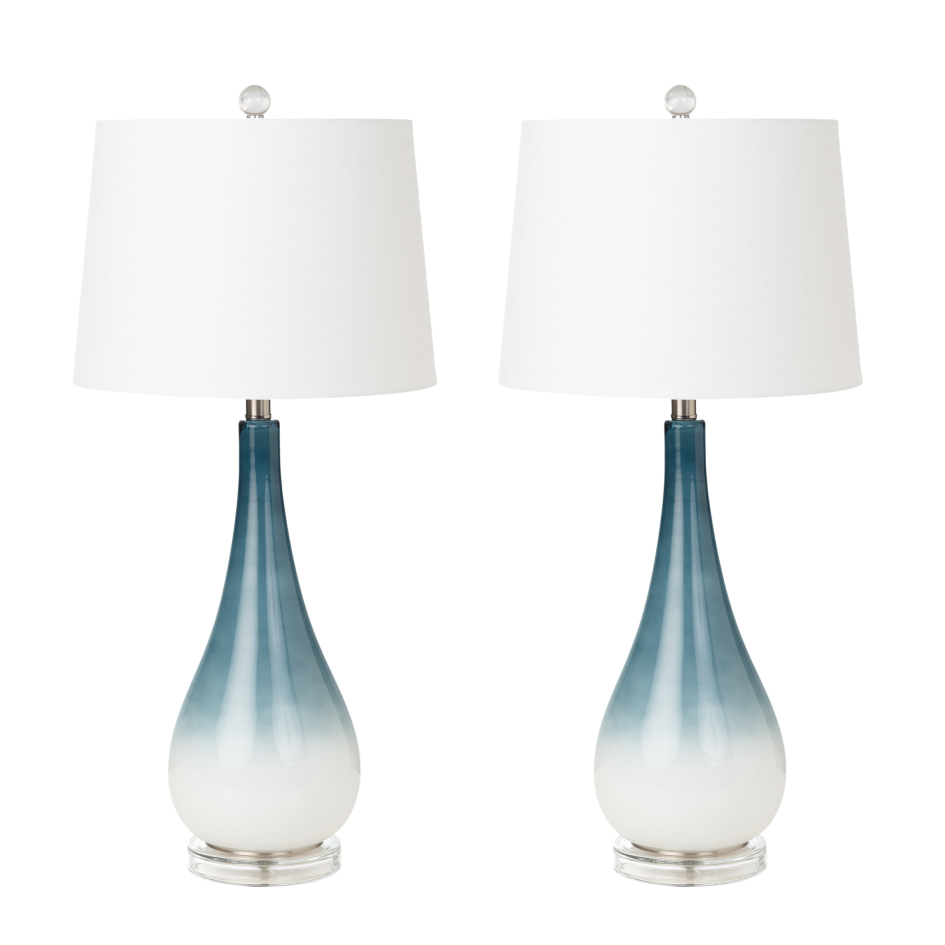 Wrought Studio™ Isau Stunning Ombre Glass Table Lamp with Linen Shade ...