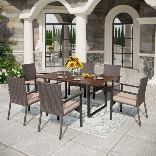 Lark Manor Alyah 6 - Person Rectangular Outdoor Dining Set with ...