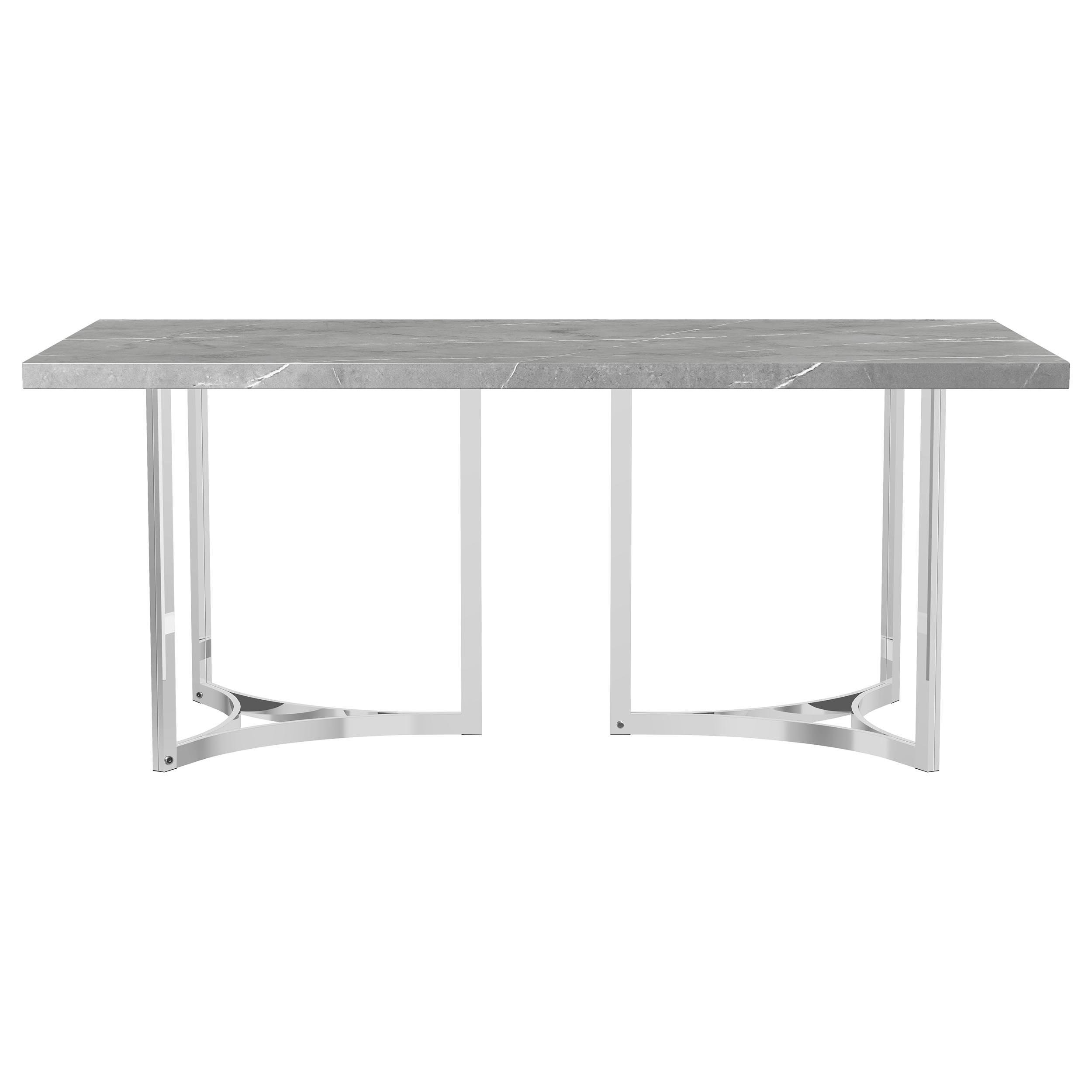 Brayden Studio® Sterling 72-Inch Rectangular Dining Table Grey Faux ...