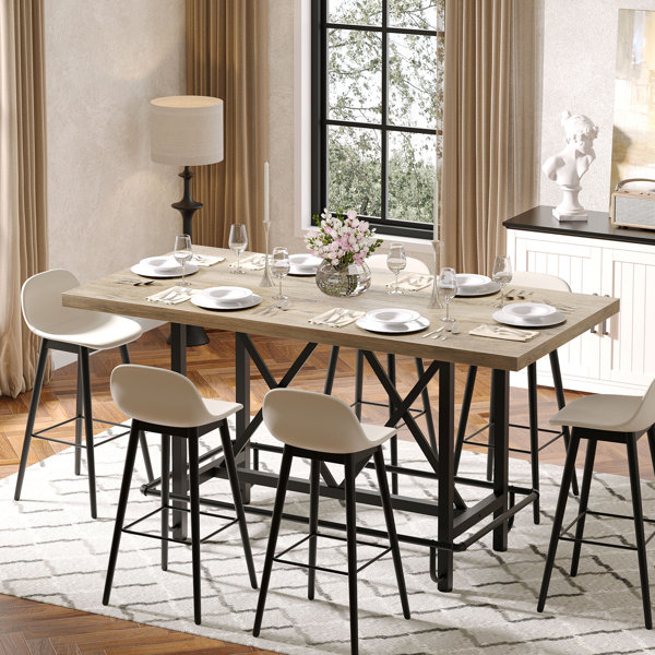 17 Stories Bochini 62.99 L x 31.49 W Dining Table Counter Height ...