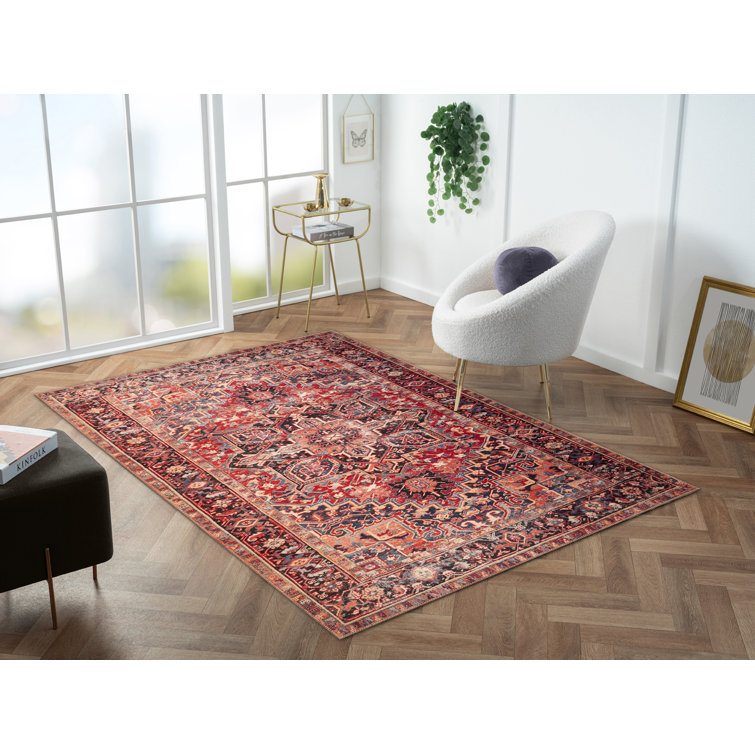 Langley Street Larrick Machine Washable Heriz Boho Powerloomed Rug ...