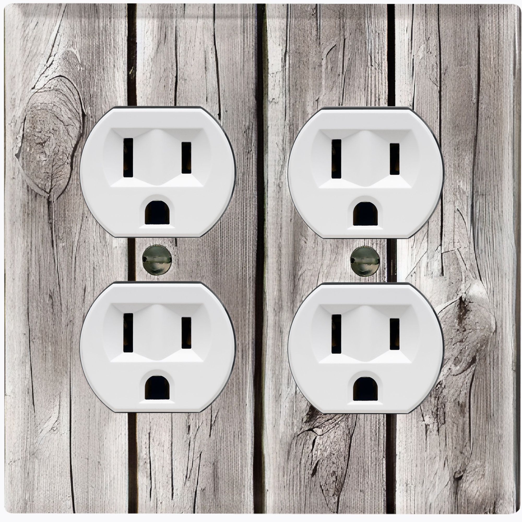 WorldAcc Gray Wood Tree Bark Print Nature Themed 2 - Gang Double Duplex ...