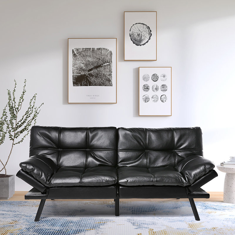 Latitude Run® Debara 71'' Upholstered Futon Sofa, Memory Foam Futon ...