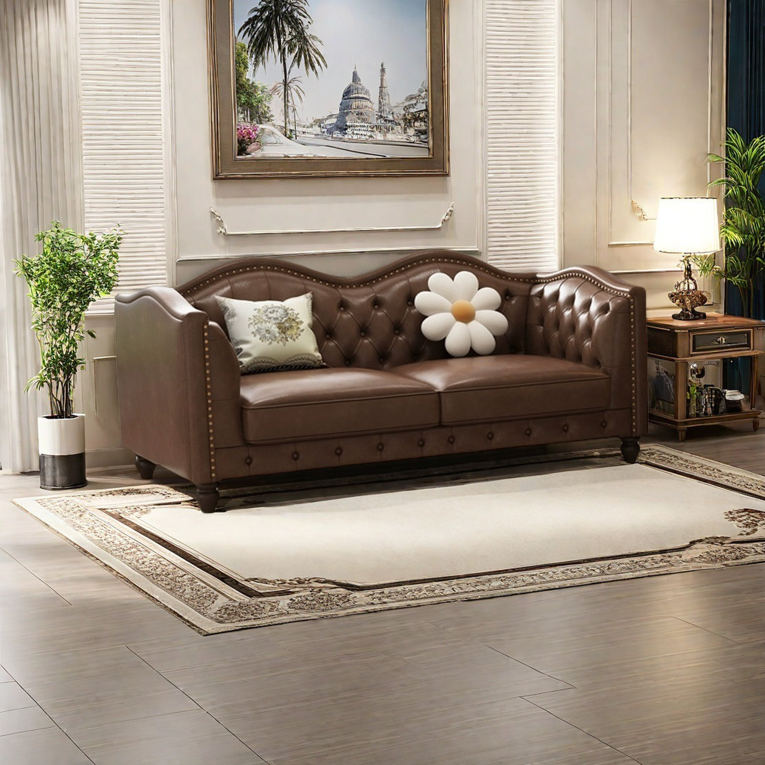 Merting American Style New Buckle Simple Retro Sofa | Wayfair