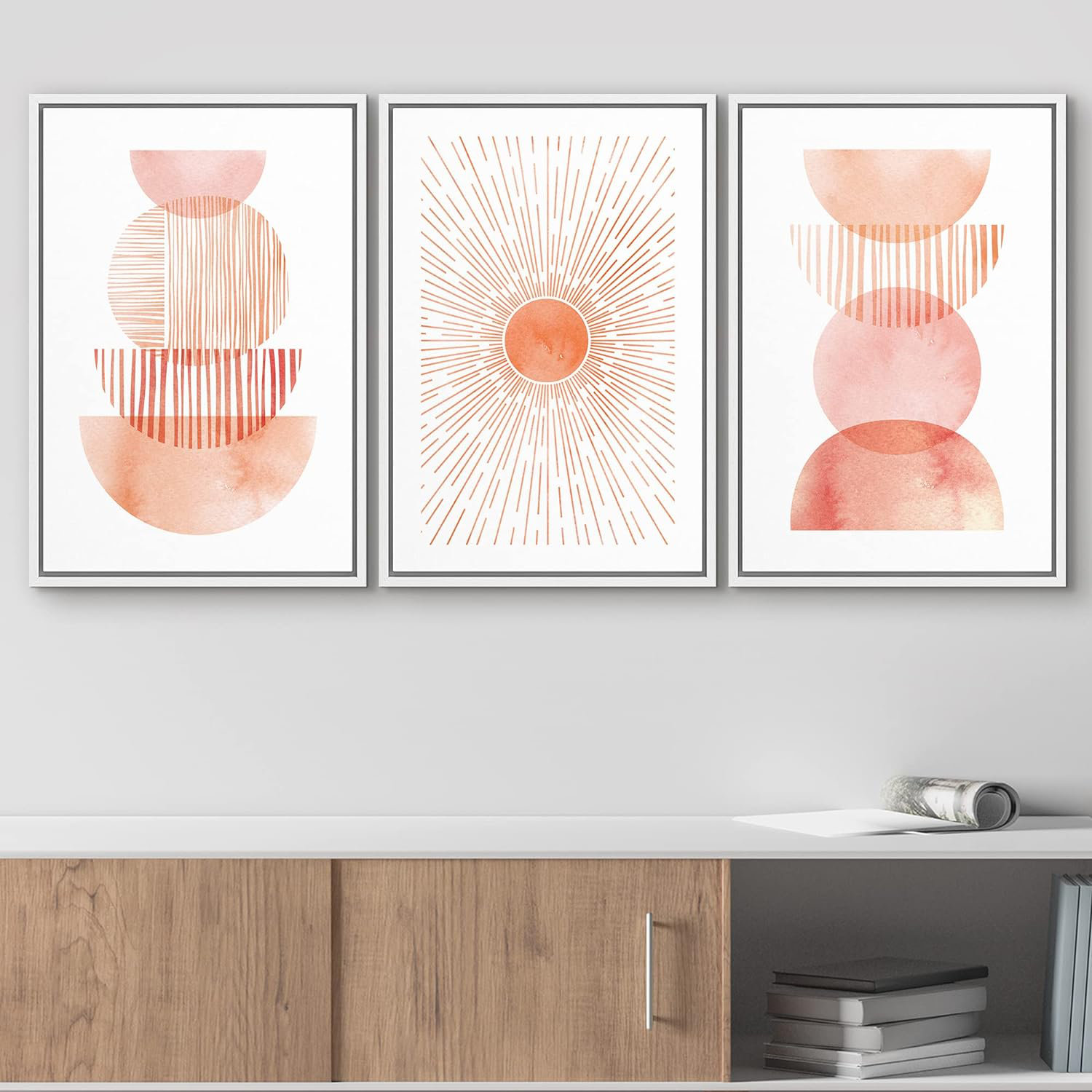 wall26 Watercolor Shining Sun and Semi Circles Abstract Shapes - 3 ...
