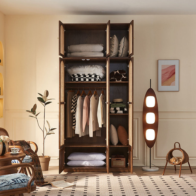 Dream cabinet RattanWood Large Capacity Wardrobe Storage Cabinet ...