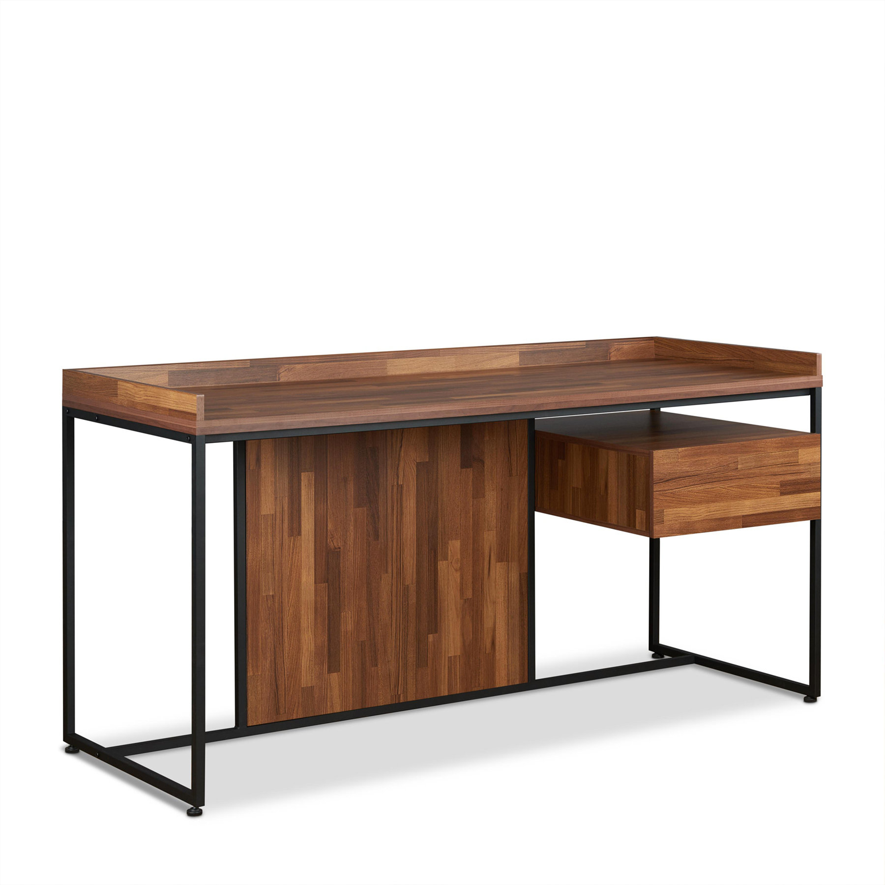 George Oliver Sara Walnut & Sandy Black Finish Writing Desk | Wayfair