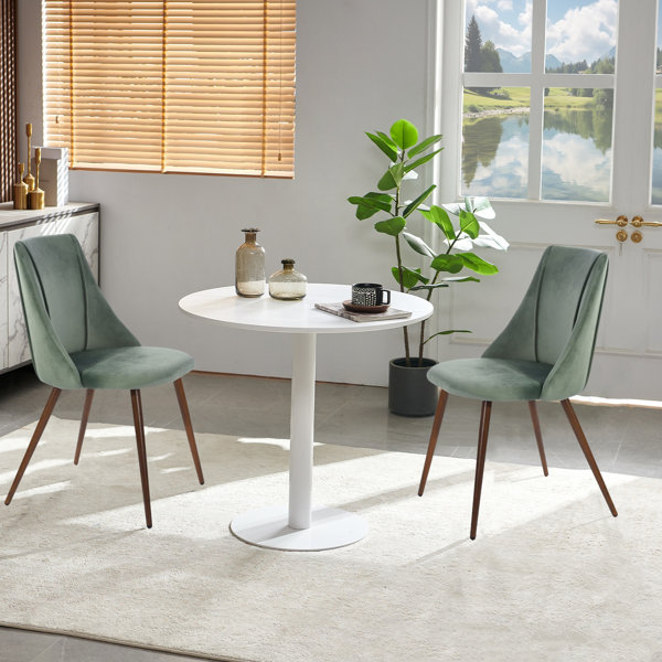 Mercer41 Modern Dining Table Set Of 3, Round Dining Table With 2 Velvet ...