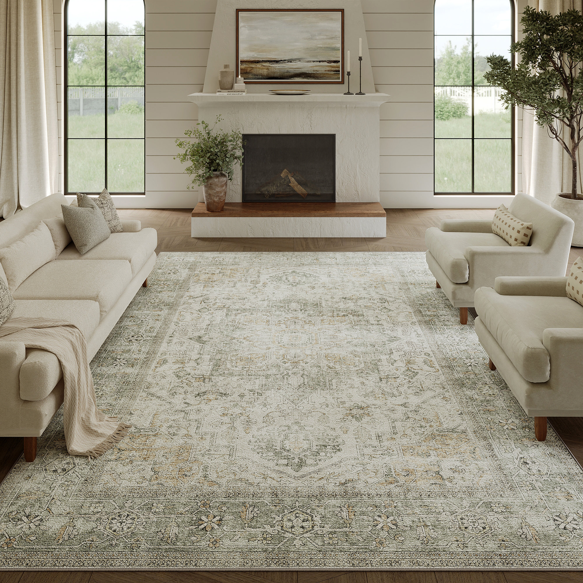 Bungalow Rose Elaine Machine Washable Area Rugs For Living Room With ...