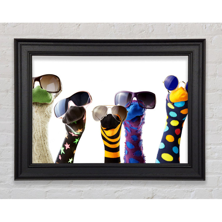 Happy Larry Sock Puppets with Shades - Single Picture Frame Print ...
