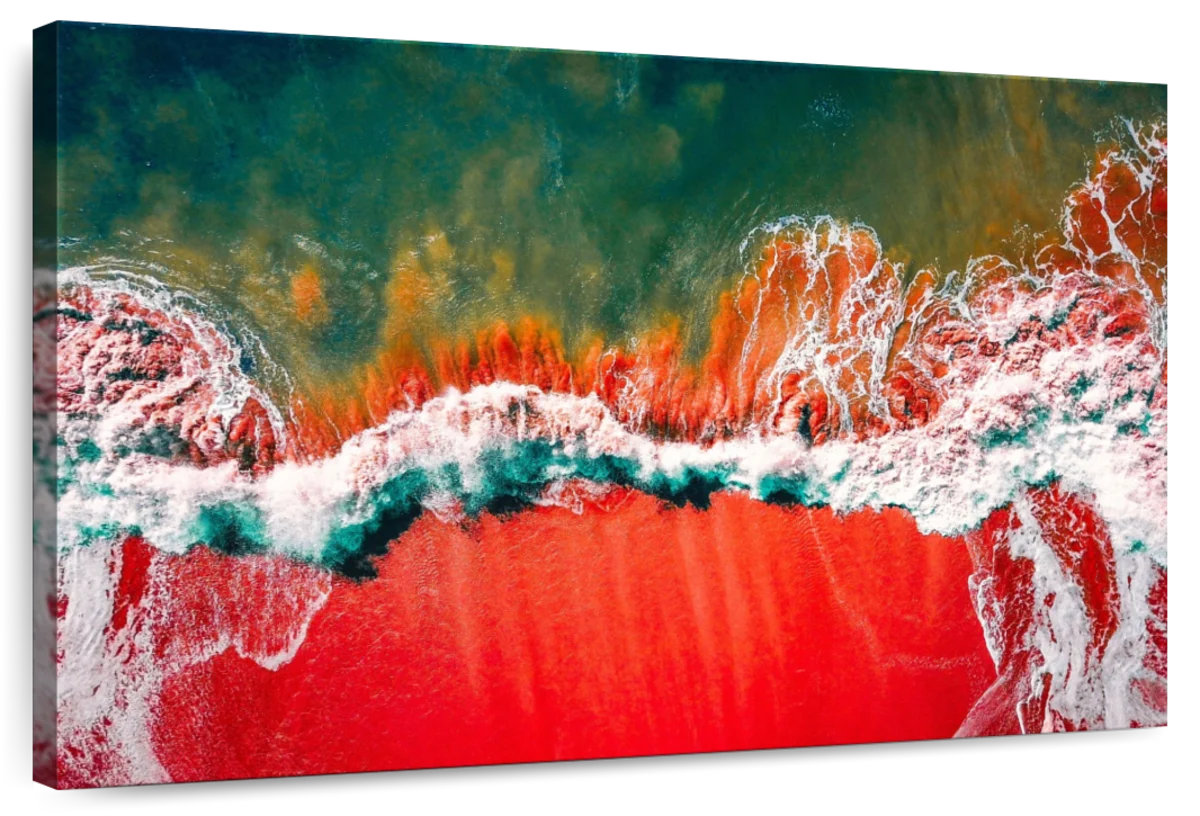 Beachcrest Home™ Gillard Red Ocean Waves | Wayfair