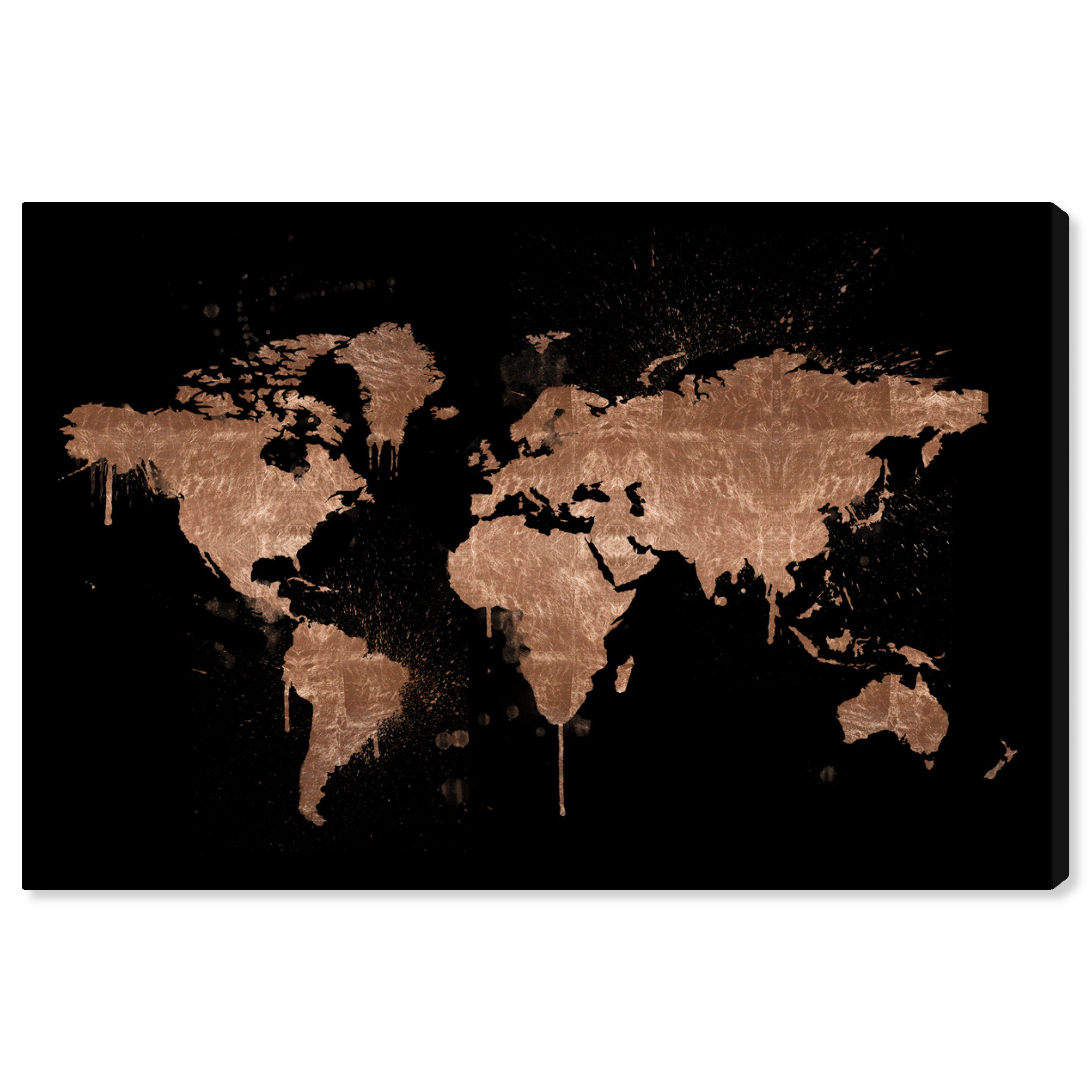 Oliver Gal Prints Mapamundi Copper New, Metallic World Map Modern ...