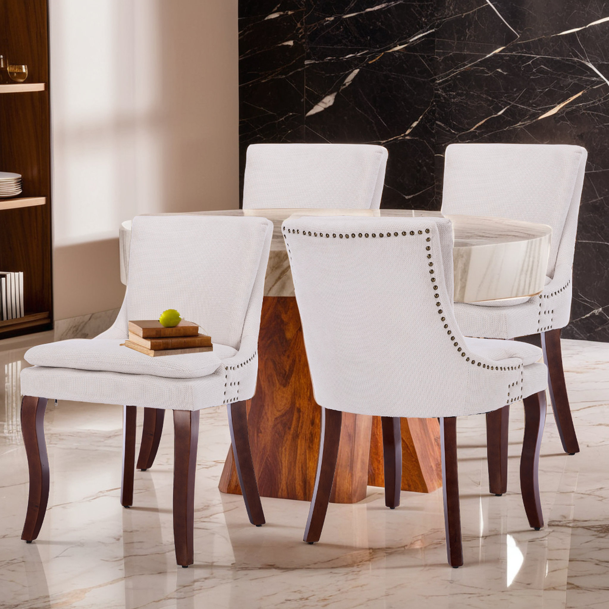 Canora Grey Double-Layer Cushioned Upholstered Dining Chairs(Set of 4 ...