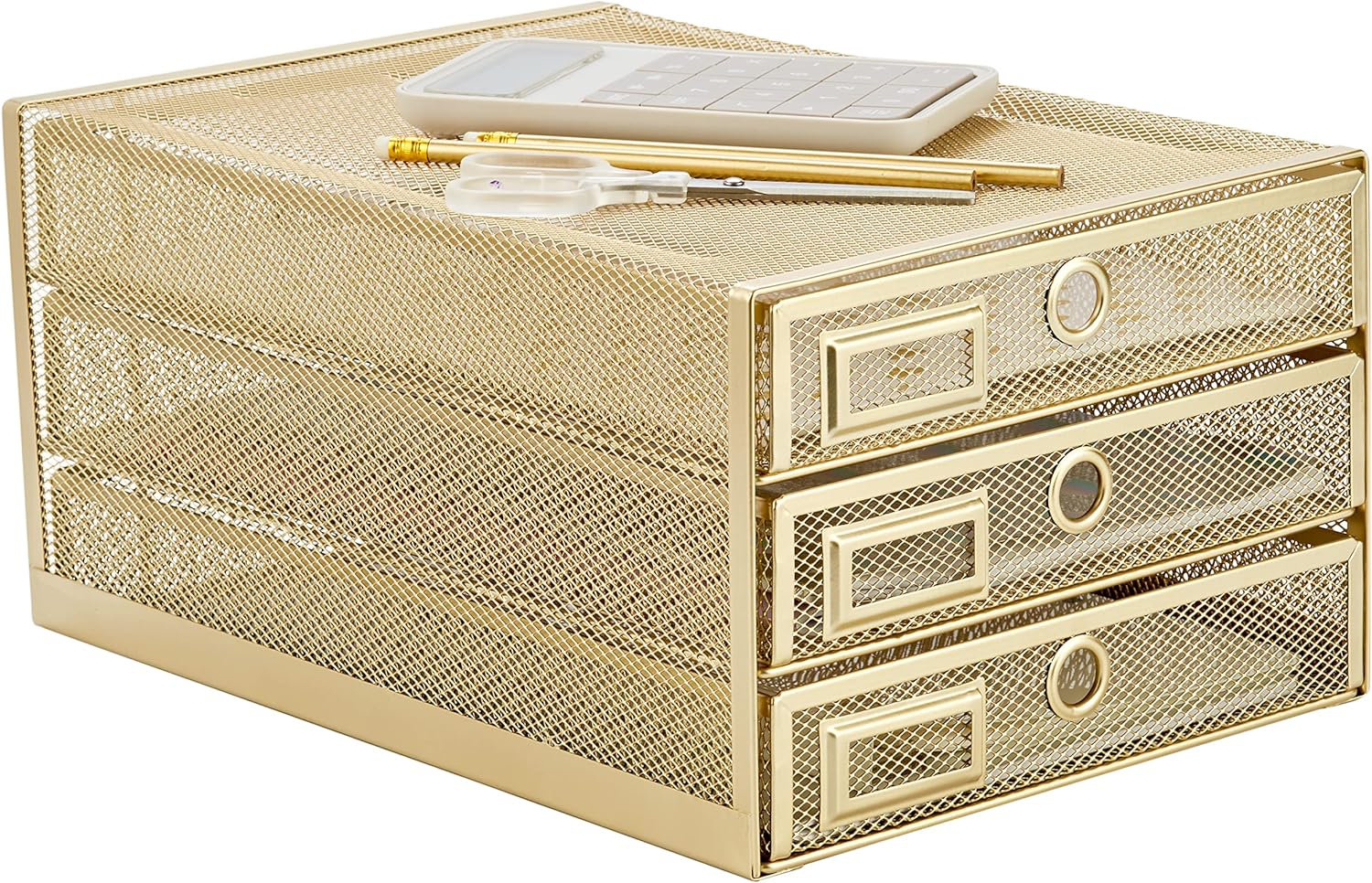 Everly Quinn Wire Mesh Desk Organizer 3 Drawer Sorter - Gold - Wayfair ...