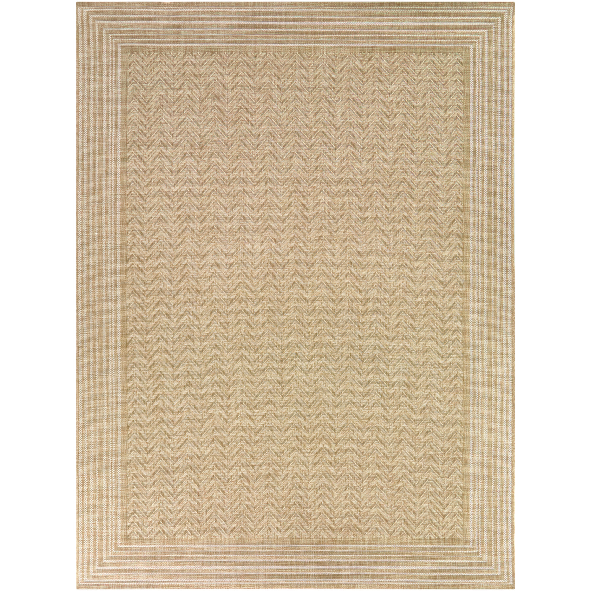 Dovecove Postville Tan Chevron Border Indoor/Outdoor Area Rug | Wayfair