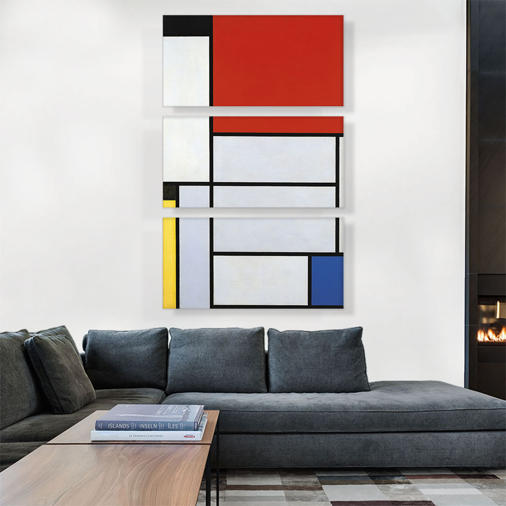 ARTCANVAS Composition With Red Square Lithograph In Colours 1921 Canvas ...