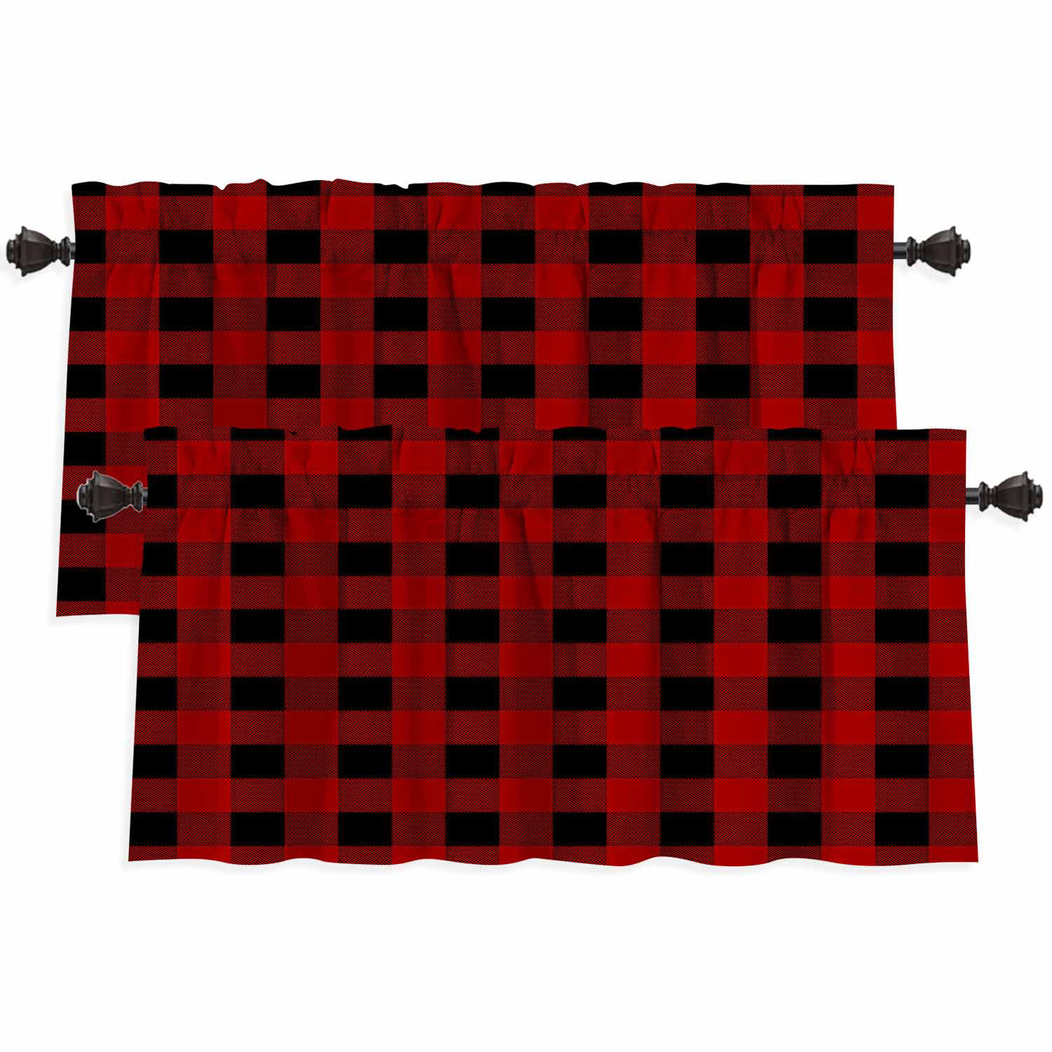 Ophelia & Co. Red 52"W Lumberjack Plaid Black Buffalo Check Window ...