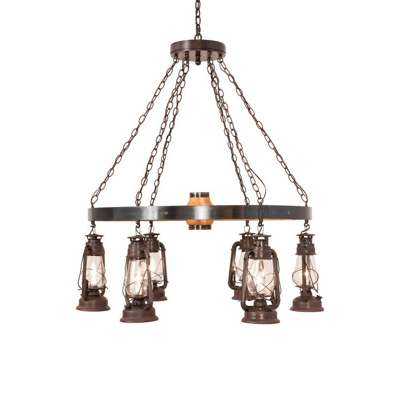 Longshore Tides Aquia 6 - Light Lantern Wagon Wheel Chandelier | Wayfair