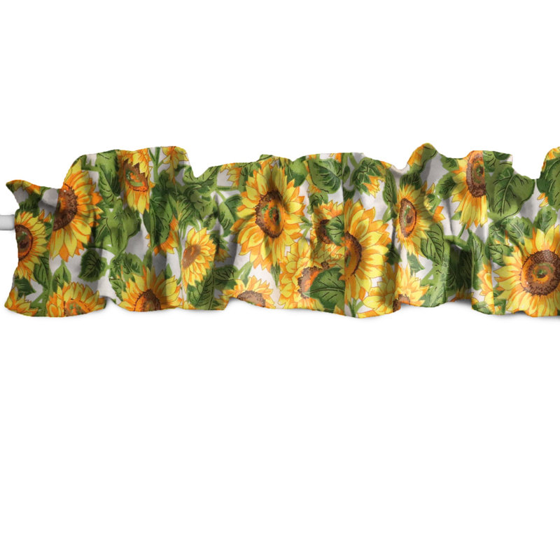 lovemyfabric Sunflowers Print Sleeve Topper Window Valance | Wayfair