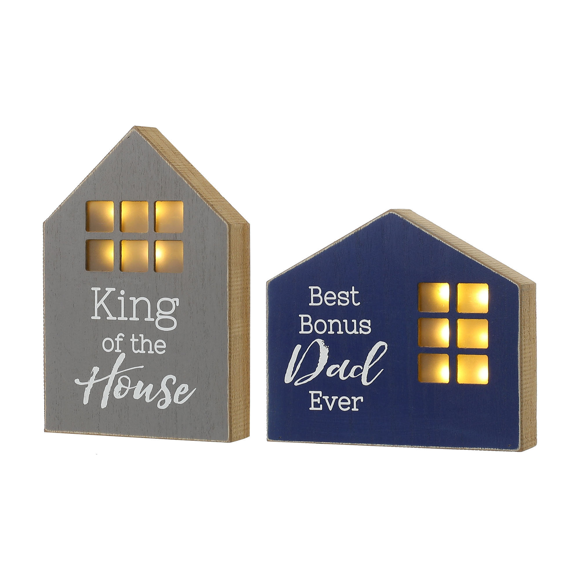 The Holiday Aisle® Set Of 2 Lighted Father's Day Wooden Table Block ...