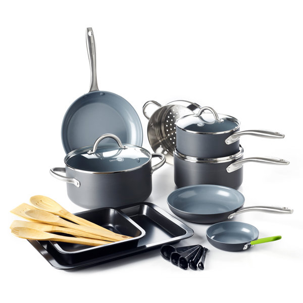 GreenPan Lima Healthy Ceramic Nonstick 18 Piece Cookware Set & Reviews ...